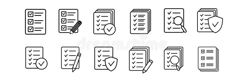 Set of Checklist Icons Flat Style Isolated on Background. Checklist ...
