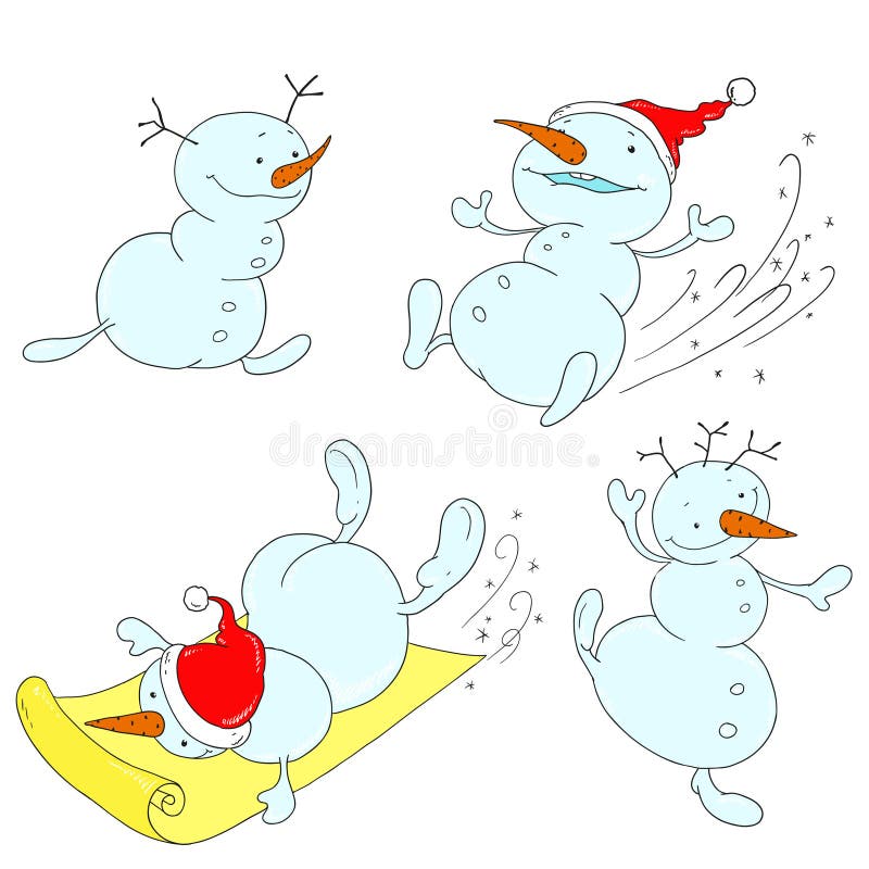 Running Snowmen Stock Illustrations – 15 Running Snowmen Stock ...