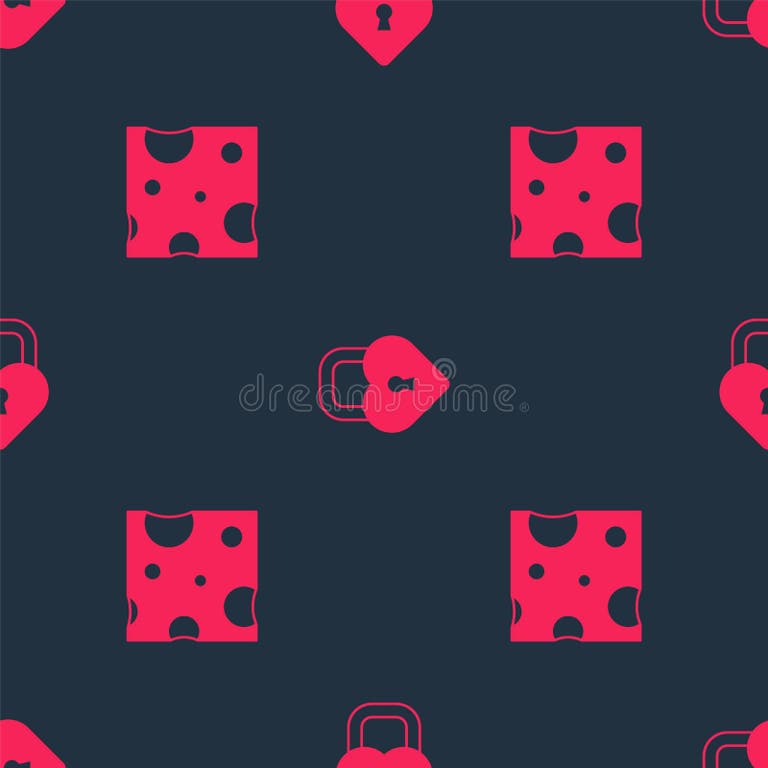 Set Cheese and Castle in the Shape of Heart on Seamless Pattern. Vector ...