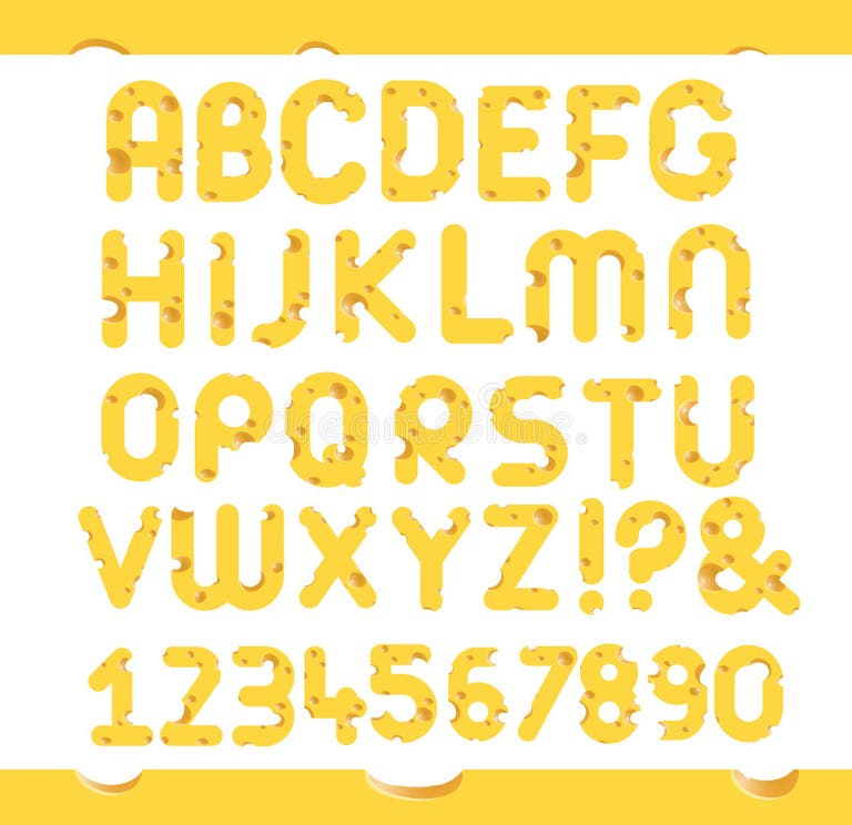 Set of cheese letters stock vector. Illustration of product - 43367770