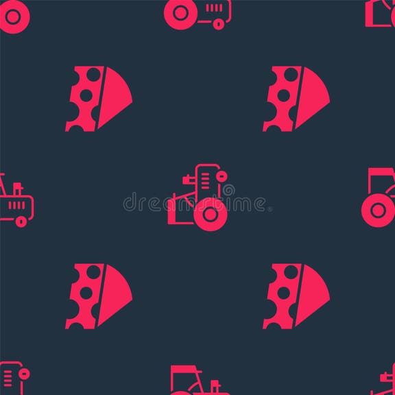 Set Cheese and Tractor on Seamless Pattern. Vector Stock Vector ...
