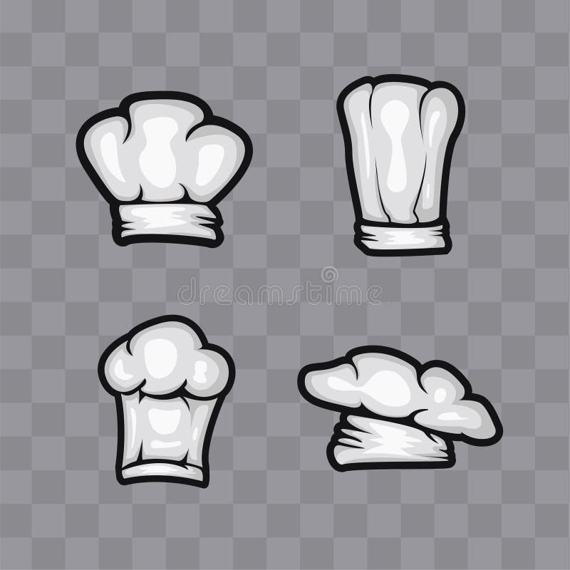 Set Chef Hat Cartoon Element Vector with Transparent Background. Stock ...