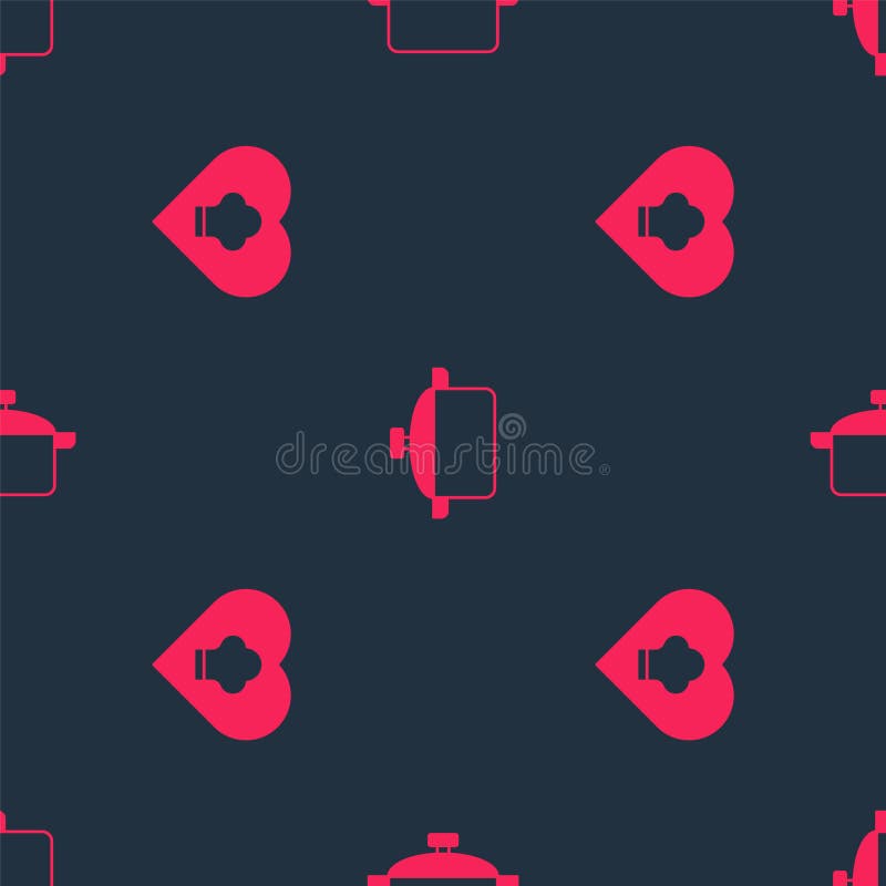 Set Chef Hat and Cooking Pot on Seamless Pattern. Vector Stock ...