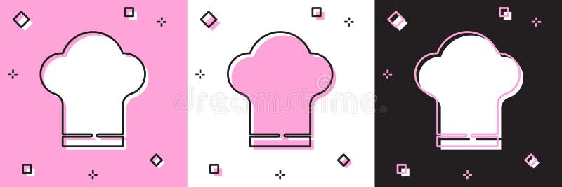 Set Chef Hat Icon Isolated on Pink and White, Black Background. Cooking ...
