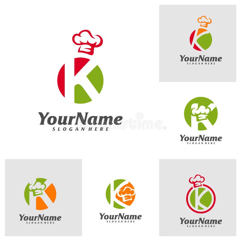 Set of Chef Hat with Letter K Logo Design Vector Template, Initial K ...