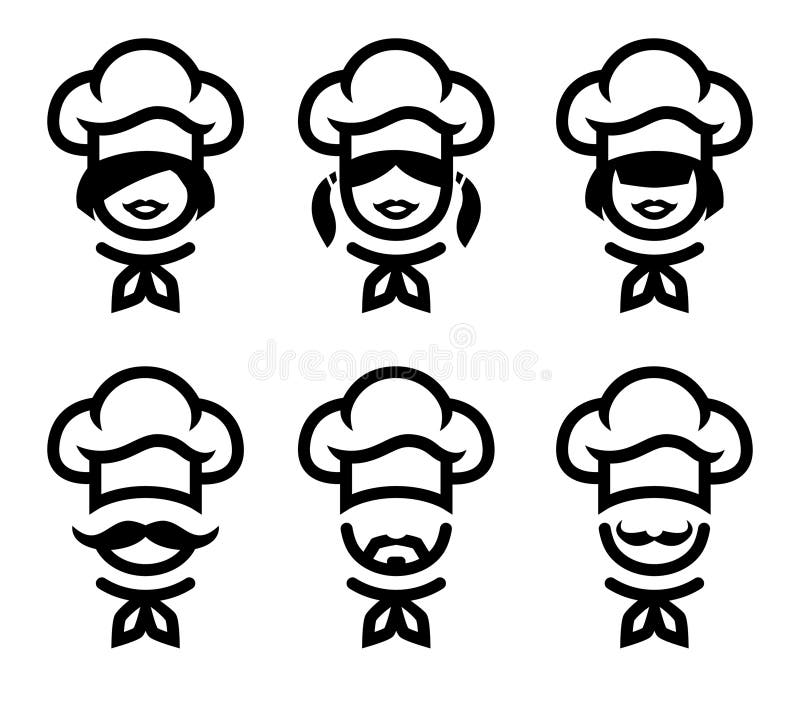 Set of Chef Logos, Female and Male. Stock Illustration - Illustration ...