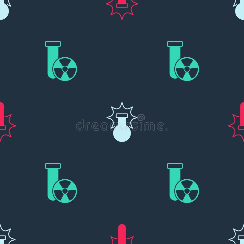 Set Chemical Explosion, and Test Tube Radiation on Seamless Pattern ...