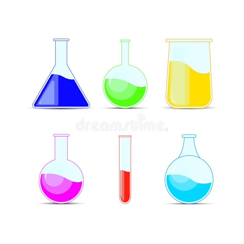 Set Chemical Flask. Erlenmeyer Flask, Distilling Flask, Volumetric ... Set Chemical Flask. Erlenmeyer Flask, Distilling Flask, Volumetric ...