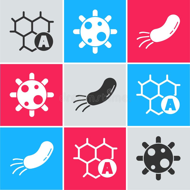 Set Chemical Formula, Bacteria and Bacteria Icon. Vector Stock Vector ...