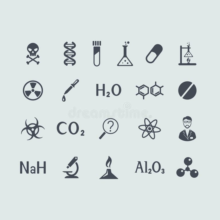 Set of chemistry icons stock vector. Illustration of alumina - 57133474