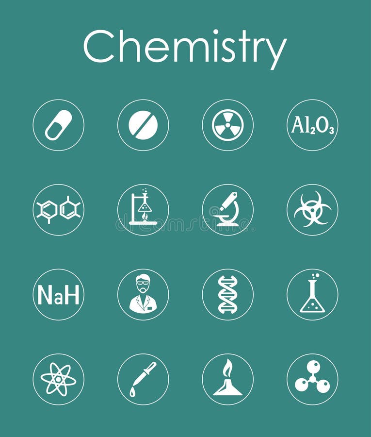 Set of Chemistry Simple Icons Stock Vector - Illustration of collection ...