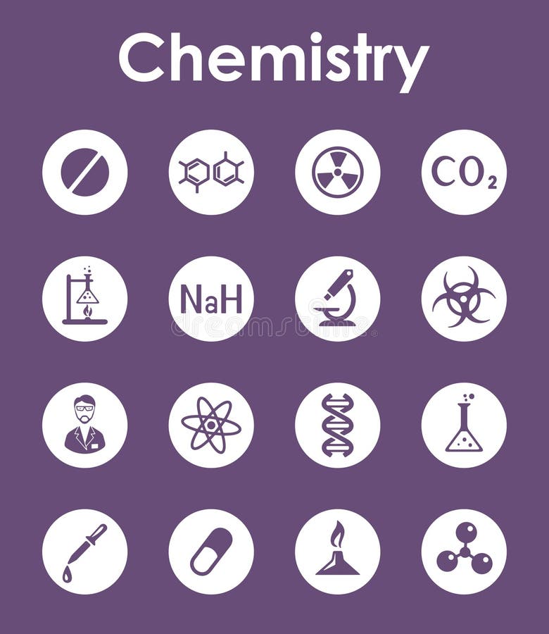 Set of Chemistry Simple Icons Stock Vector - Illustration of graphic ...