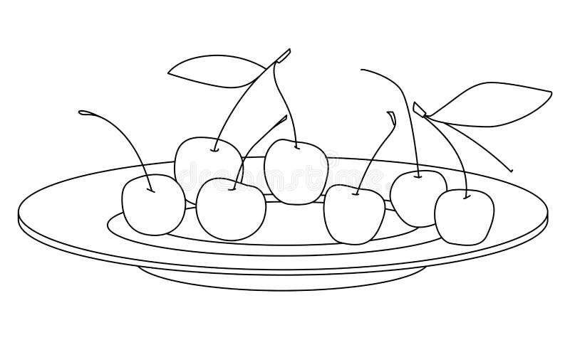 Set of Cherries or Sweet Set of Cherries or Sweet Cherries with Leaves ...