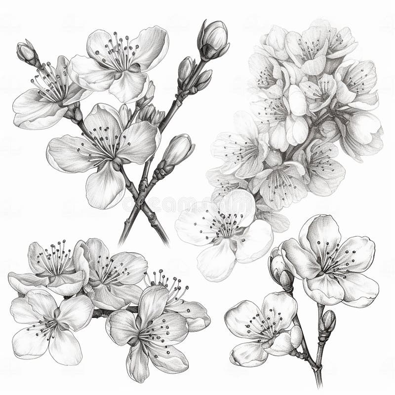 Pencil Drawing Cherry Tree Stock Illustrations – 226 Pencil Drawing ...