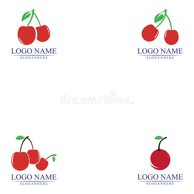 Set of Cherry Logo Design Template. Vector Illustration Stock Vector ...