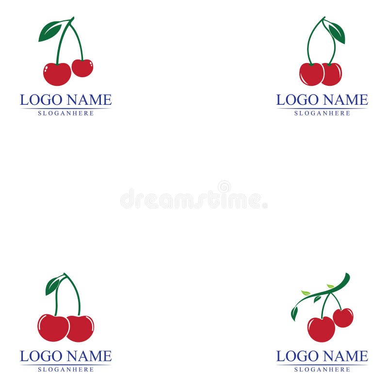 Set of Cherry Logo Design Template. Vector Illustration Stock Vector ...