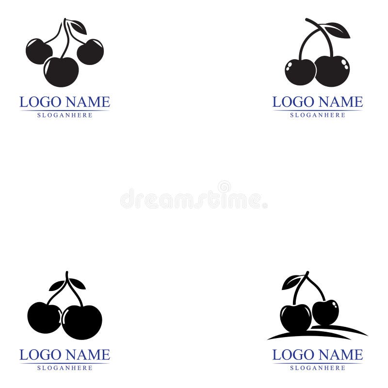 Set of Cherry Logo Design Template. Vector Illustration Stock Vector ...