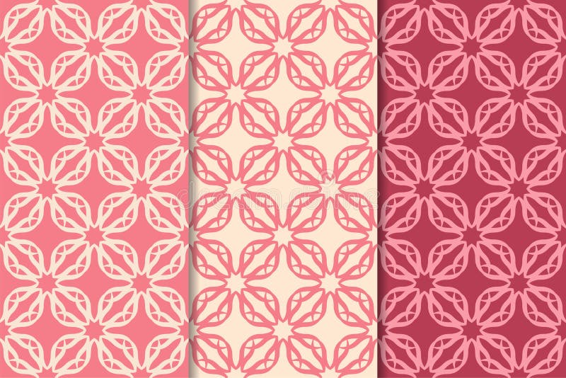 Set of Cherry Red Floral Designs. Vertical Seamless Patterns Stock ...
