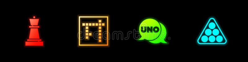 Set Chess, Bingo, Uno Card Game and Billiard Balls Triangle Icon ...