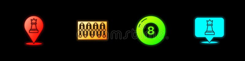 Set Chess, Board Game, Billiard Pool Snooker Ball and Icon. Vector ...