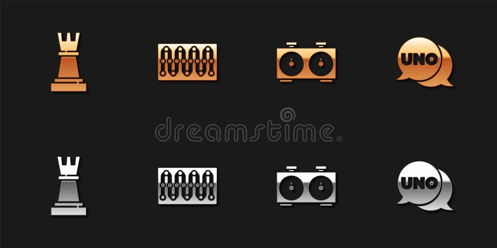 Set Chess, Board Game, Time Chess Clock and Uno Card Icon. Vector Stock ...