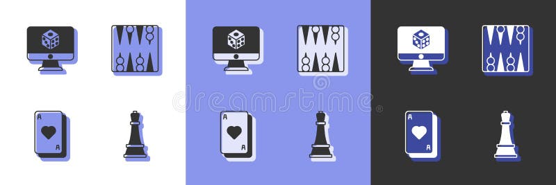 Set Chess, Game Dice, Playing Cards and Backgammon Board Icon. Vector ... Set Chess, Game Dice, Playing Cards and Backgammon Board Icon. Vector ...