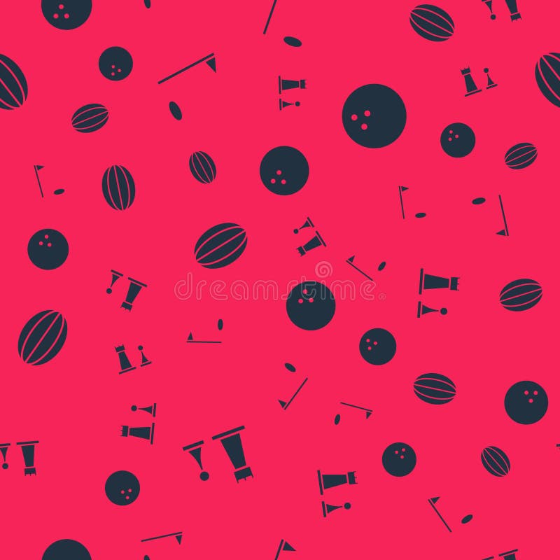Set Chess, Golf Flag, Rugby Ball and Bowling on Seamless Pattern ...