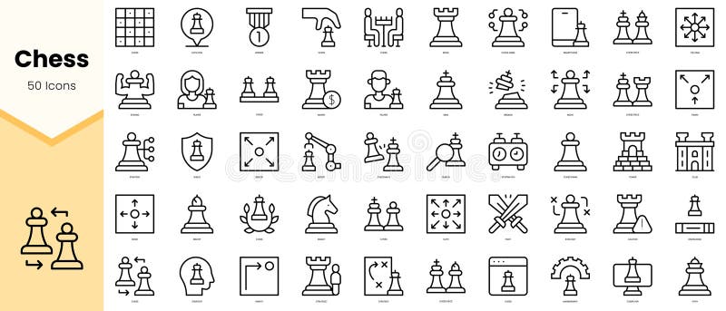 Set of Chess Icons. Simple Line Art Style Icons Pack Stock Vector ...