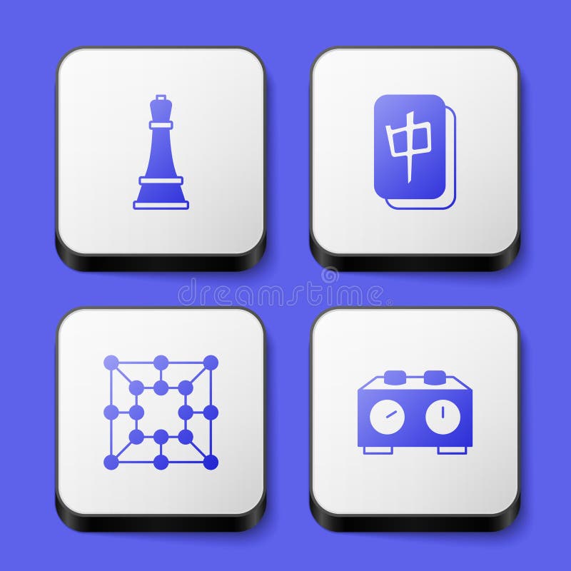 Set Chess, Mahjong Pieces, Board Game and Time Chess Clock Icon. White ...