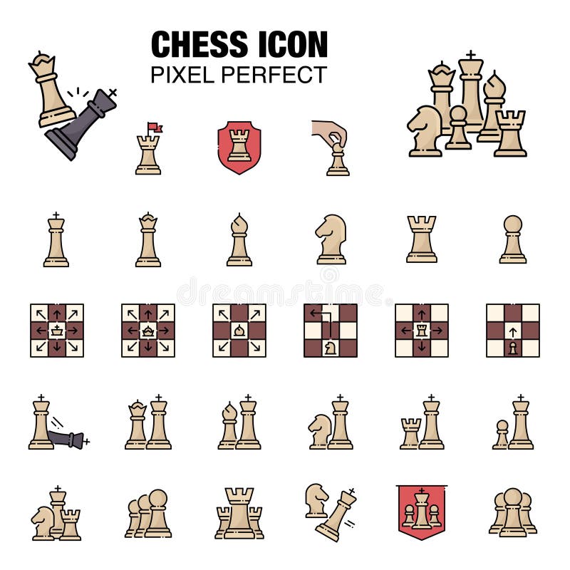 Set of Chess Piece Icons in a Filled Vector Illustration Style Stock ...