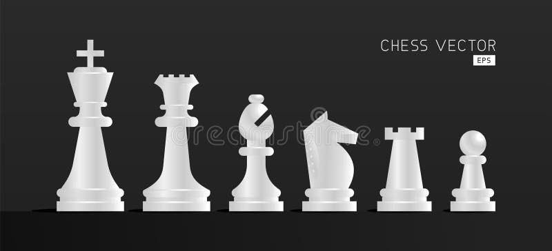 Set of White Chess Pieces. Realistic Vector Chess Piece Icons. Board ...