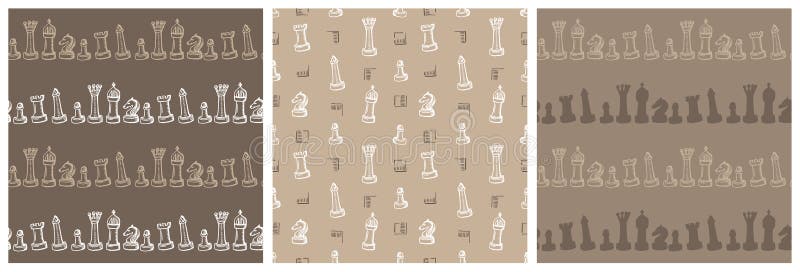 Set of Chess Seamless Patterns with Chess Figures Stock Illustration ...