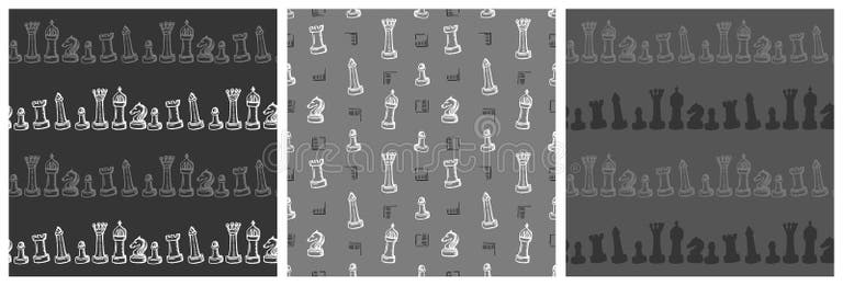 Set of Chess Seamless Patterns with Chess Figures Stock Vector ...