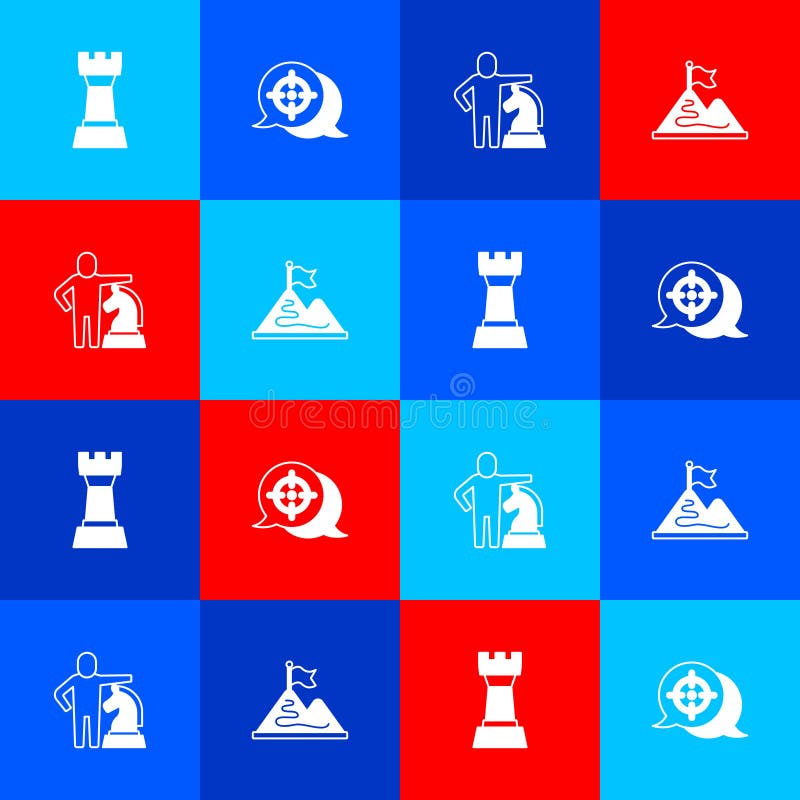 Set Chess, Target, and Mountains with Flag Icon. Vector Stock ...