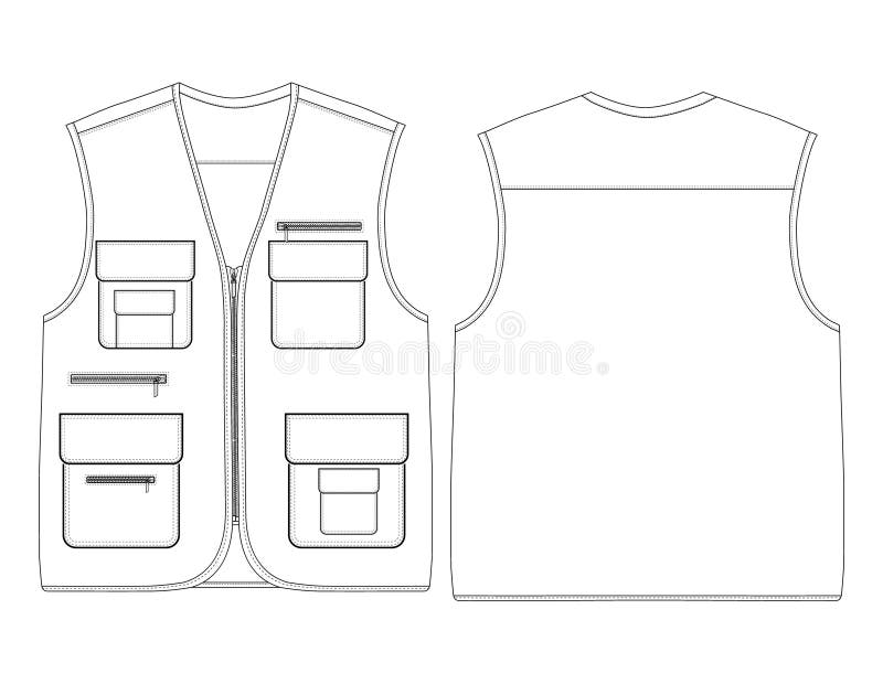 Set of Chest Vest Bag Coloring Vector Illustration Front and Back View ...