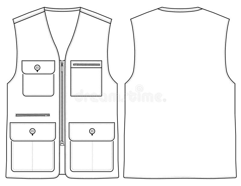 Set of Chest Vest Bag Coloring Vector Illustration Front and Back View ...