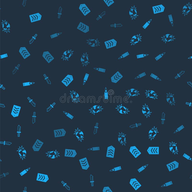 Set Chevron, Bomb Explosive Planet Earth, Bullet and Military Knife on ...