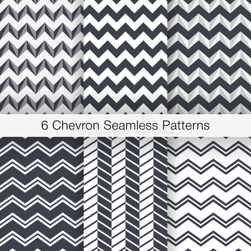 Set of 6 Chevron Seamless Patterns Stock Vector - Illustration of ...
