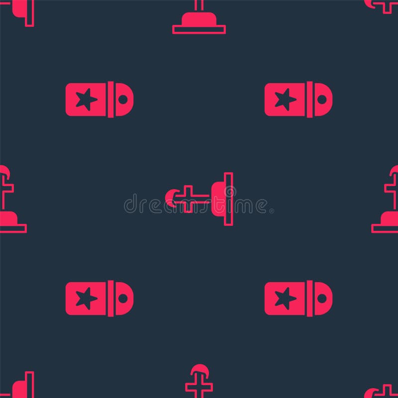 Soldier Gravestone Line and Solid Icon. Grave RIP, Cemetery Dead Person ...