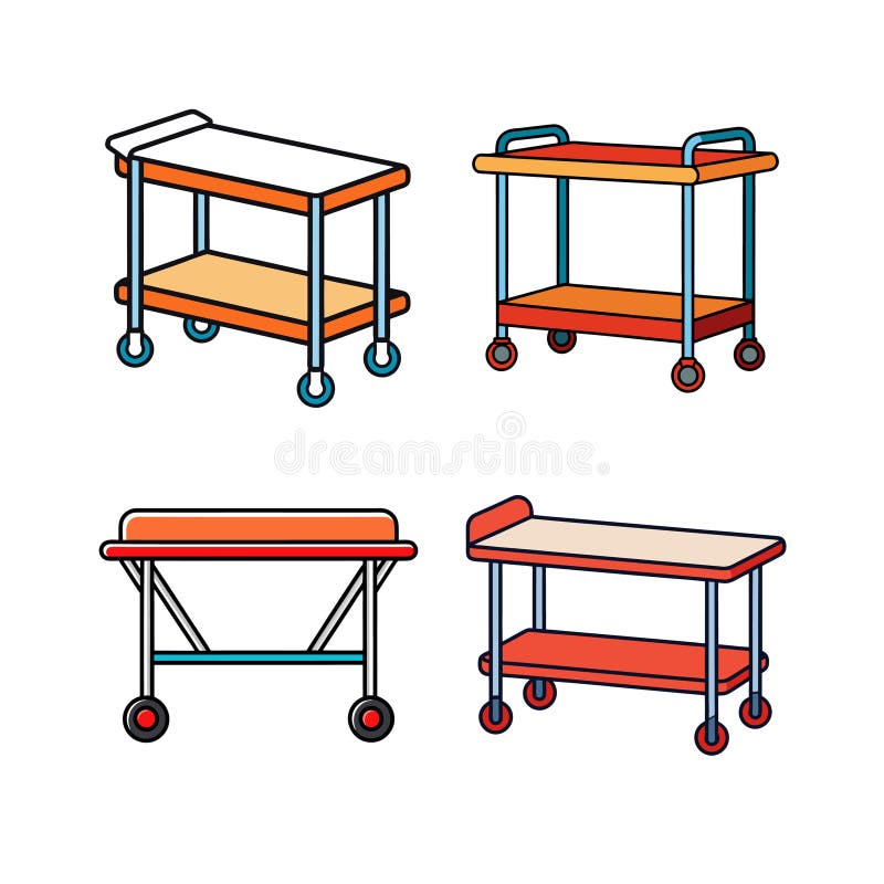 Set of Chic Trolley Table for Stylish Entertaining Stock Vector ...