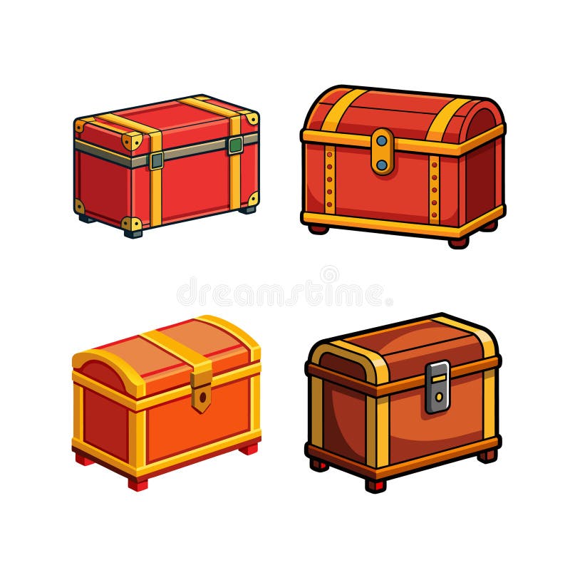 Set of Chic Trunk for Stylish Storage Stock Vector - Illustration of ...