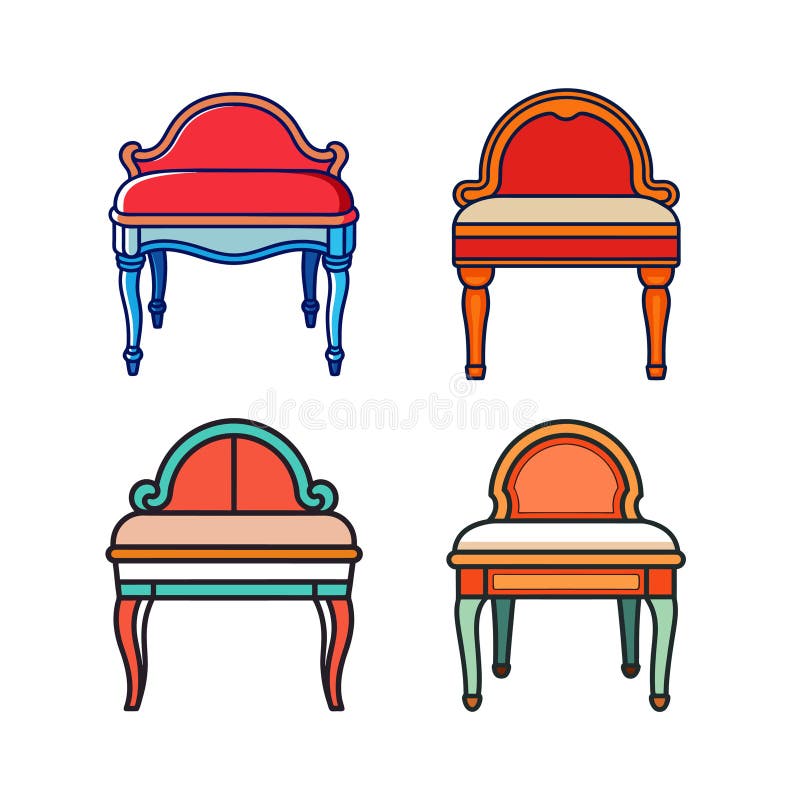 Set of Chic Vanity Bench for Makeup Areas Stock Vector - Illustration ...