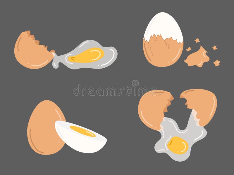 Set of Chicken Eggs. Hand Drawn Vector Illustration in Flat Style Stock Vector - Illustration of ...