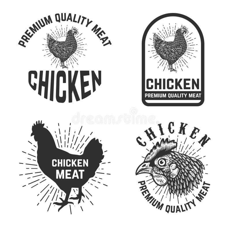 Set of Chicken Meat Emblems. Design Element for Logo, Label, Sign ...