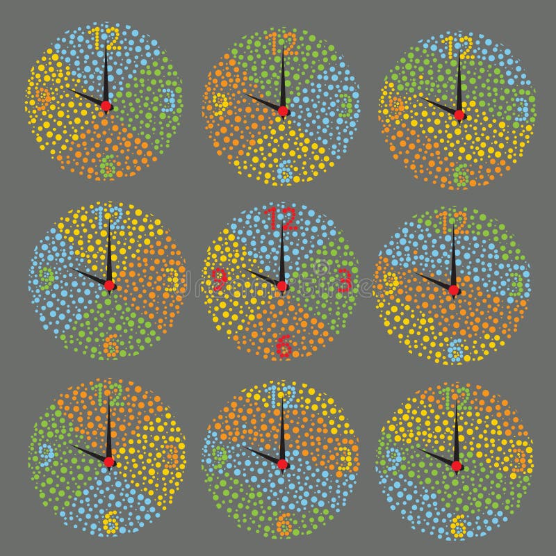 Set of Childish Multicolor Clocks Stock Vector - Illustration of ...