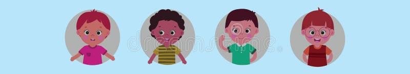 Set of Children Cartoon Icon Design Template with Various Models ...