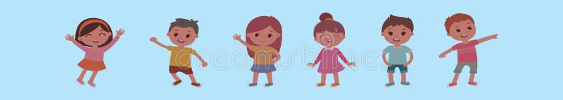 Set of Children Cartoon Icon Design Template with Various Models ...