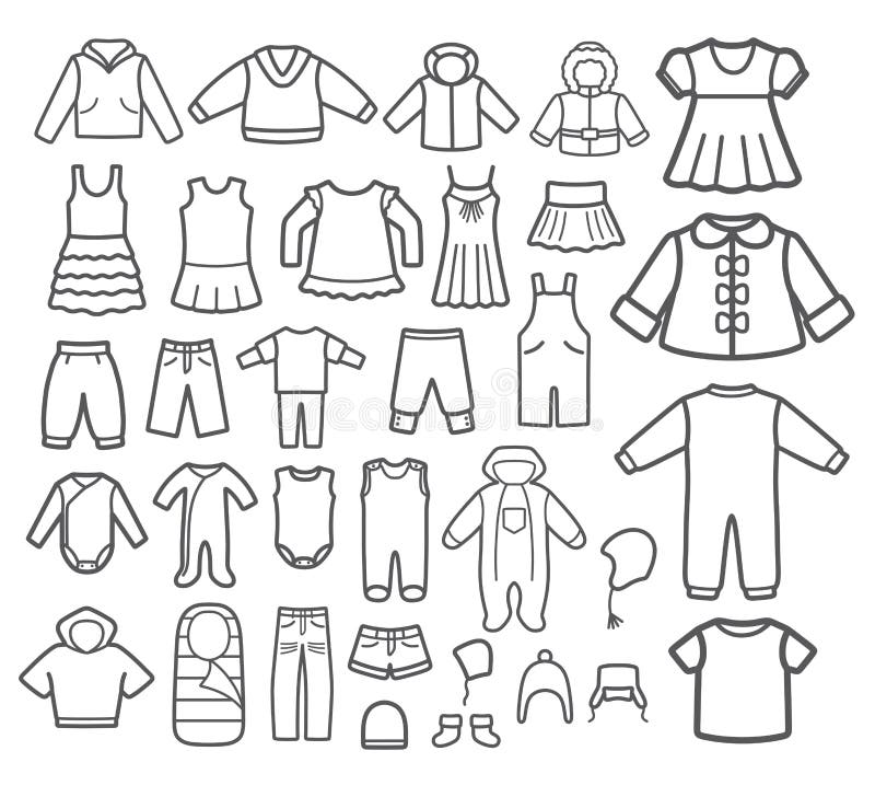 Set of Children clothing. stock vector. Illustration of jeans - 35776435