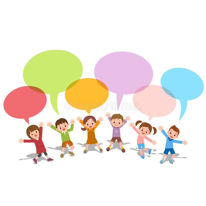 Set of Children with Colorful Dialog Speech Bubbles Stock Vector ...
