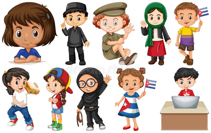 Set of Children from Different Countries Stock Vector - Illustration of ...